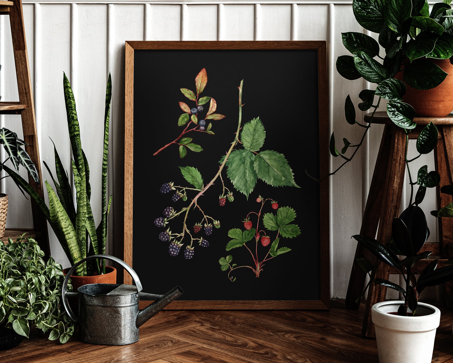 Wild Berry Watercolor Art Print: Blackberry, Strawberry, Huckleberry - Etsy