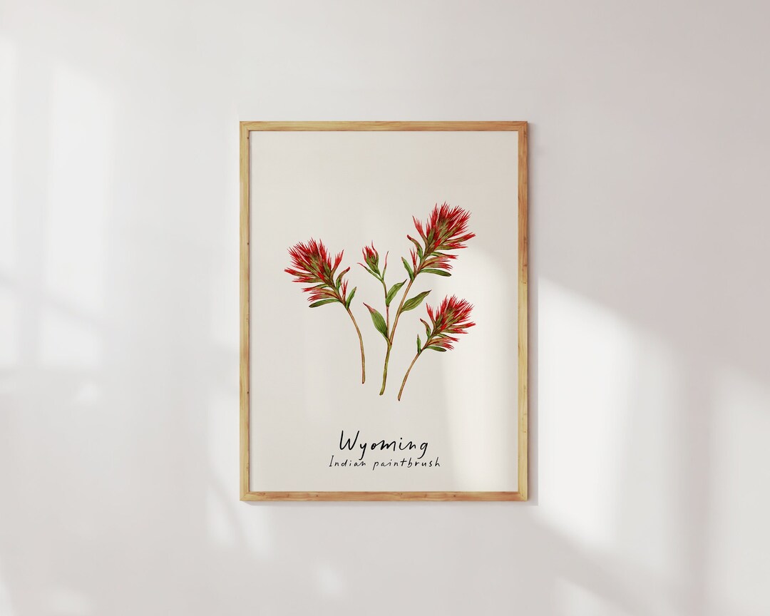Wyoming State Flower Print. Watercolor Indian Paintbrush Wall Art ...