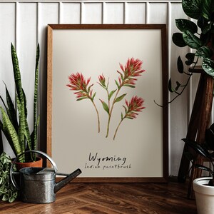 Wyoming State Flower Print. Watercolor Indian Paintbrush Wall Art ...