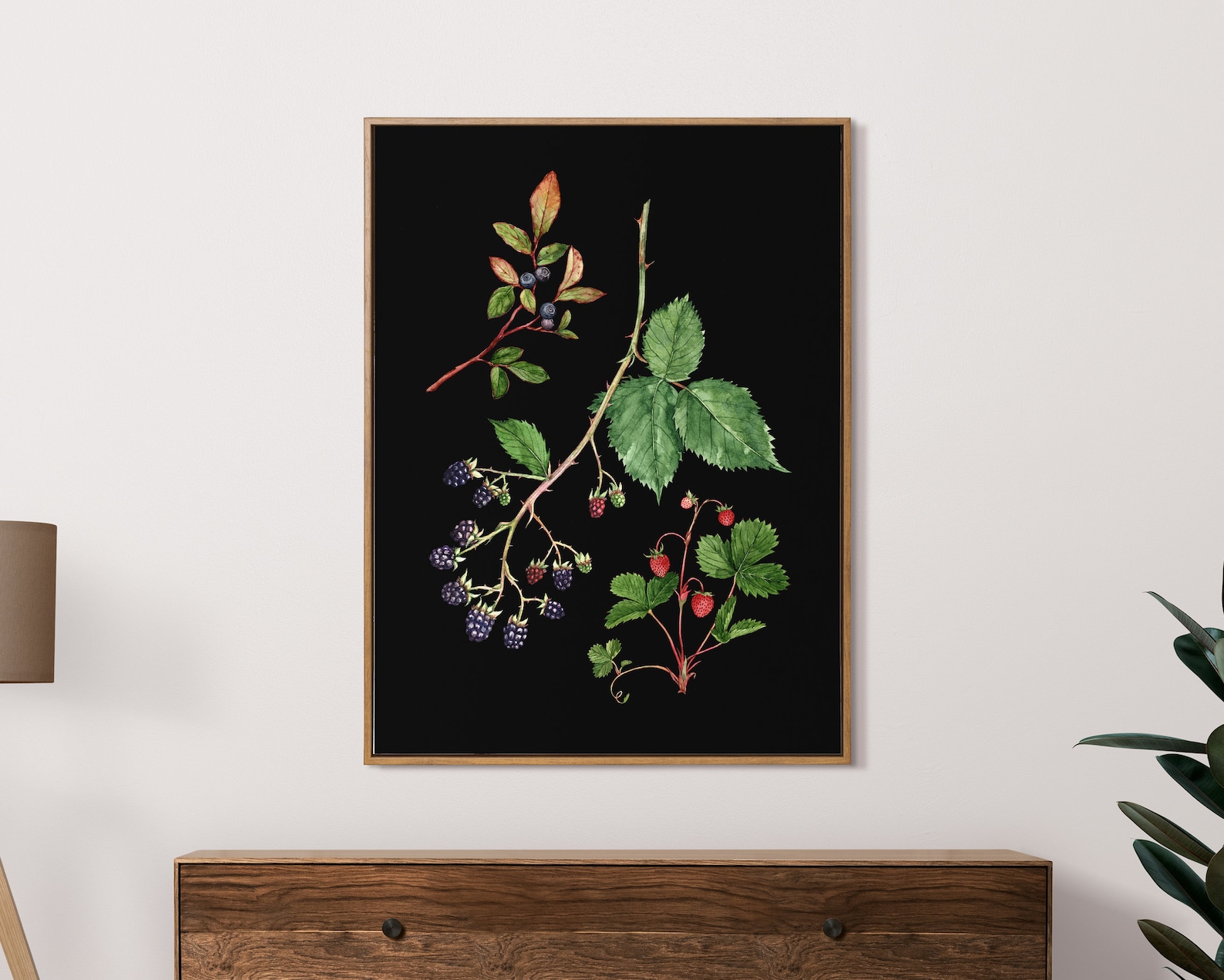 Wild Berry Watercolor Art Print: Blackberry, Strawberry, Huckleberry - Etsy