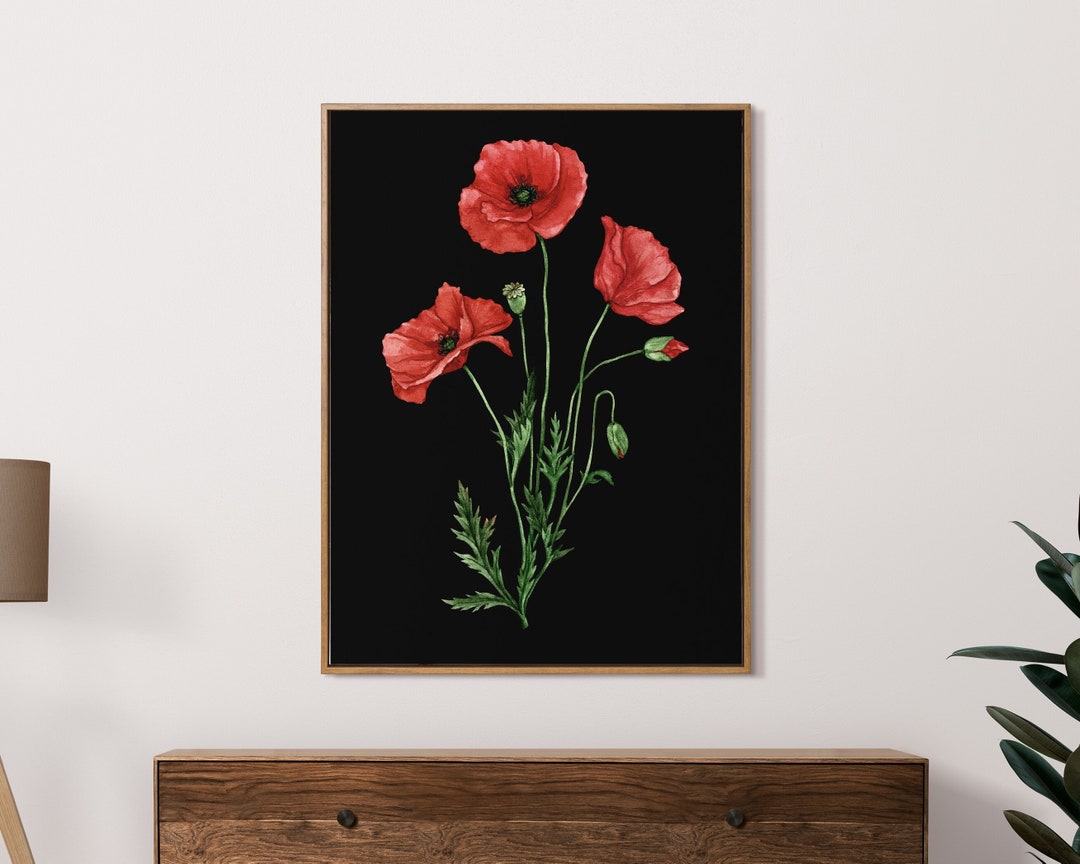 Poppy Print. August Birth Month Flower Watercolor Wall Art. Birthflower ...