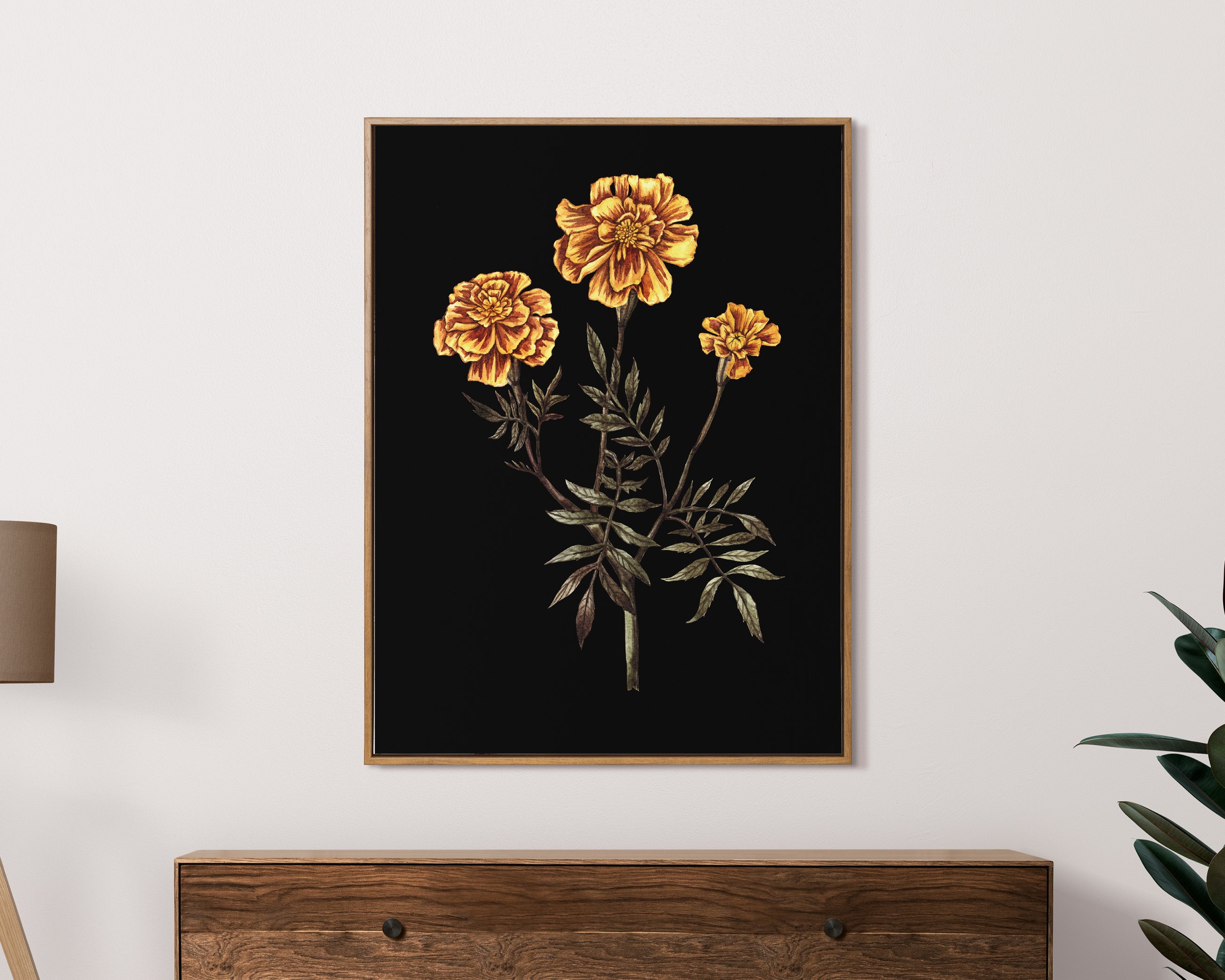 Marigold Print. October Birth Flower Wall Art. Marigold - Etsy