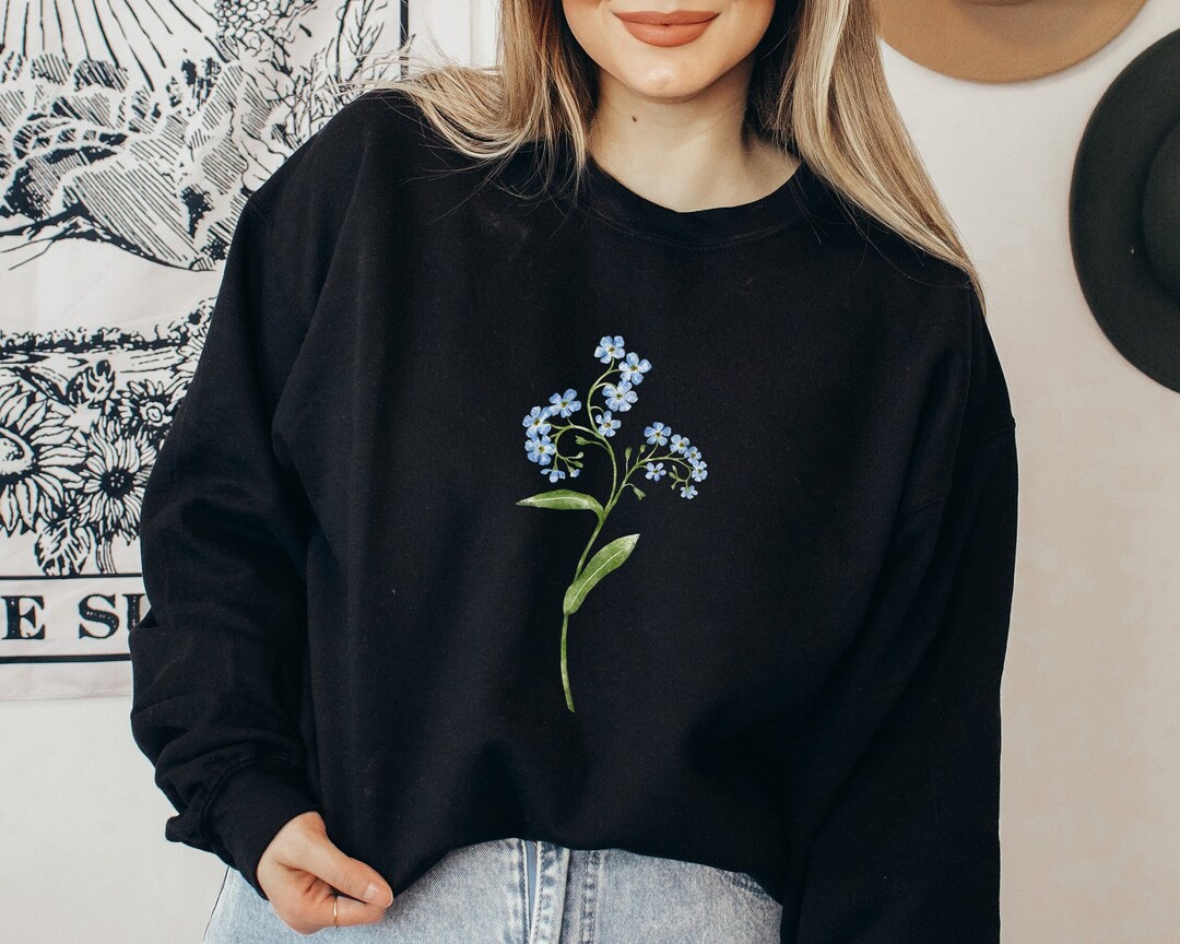 Forget-me-not Sweatshirt, Botanical Floral Crewneck, Sympathy Gift ...
