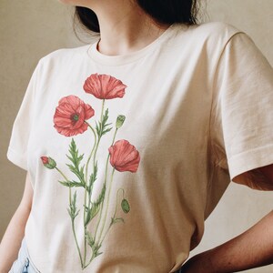 Red Poppy Shirt: August Birth Flower, Watercolor Floral Tee - Etsy