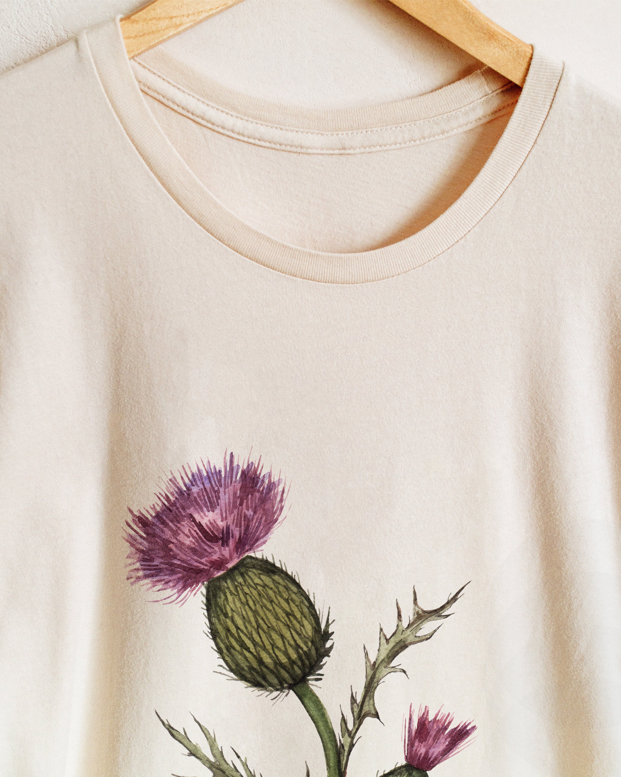 Scottish Thistle Shirt. Botanical Watercolor Flower Tshirt. Spring ...