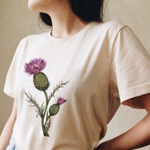 Scottish Thistle Shirt. Botanical Watercolor Flower Tshirt. Spring ...