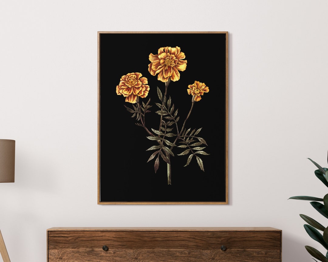 Marigold Print. October Birth Flower Wall Art. Marigold Watercolor ...