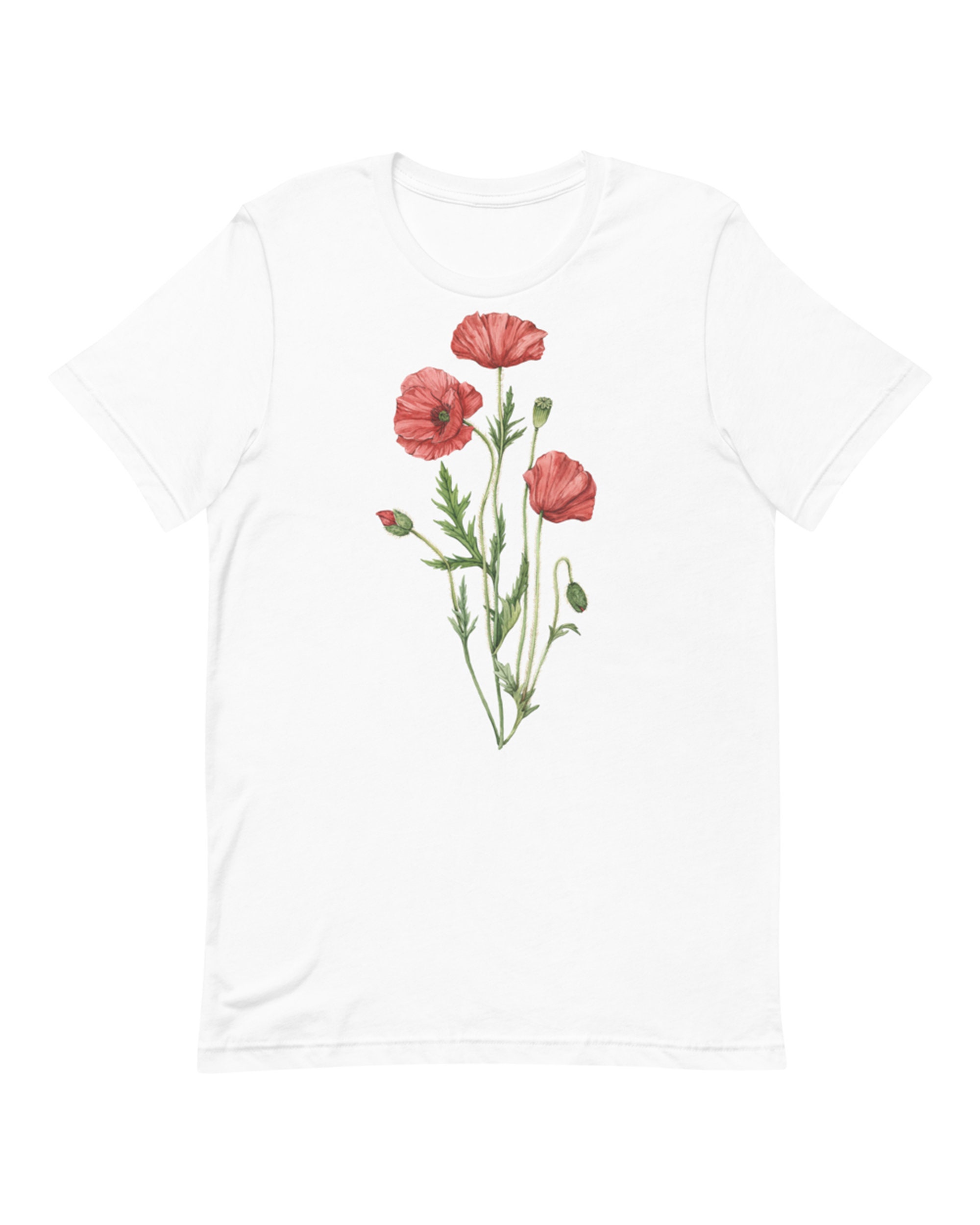Red Poppy Shirt: August Birth Flower, Watercolor Floral Tee - Etsy