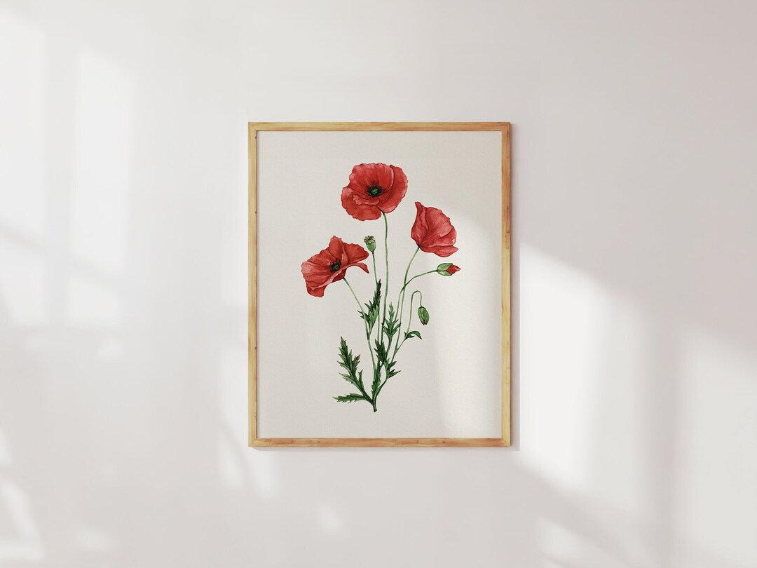 Poppy Print. August Birth Month Flower Wall Art. Watercolor Birthflower ...