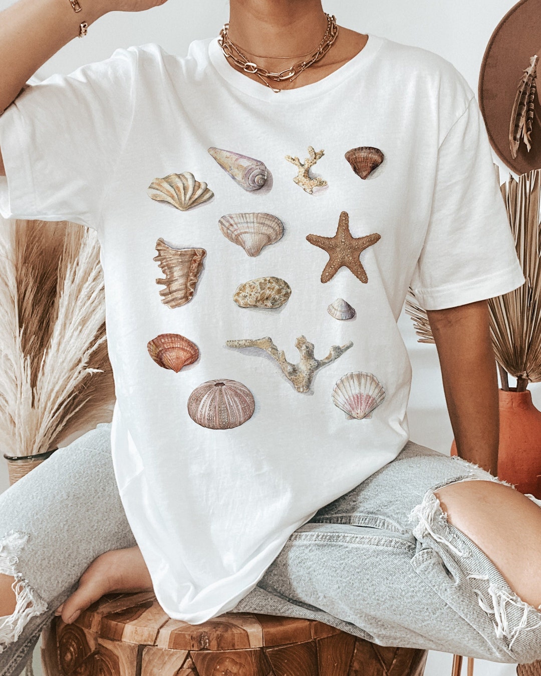 Beach Tshirt, Seashell Shirt, Summer Tshirt, Beach Vibes Seashells ...