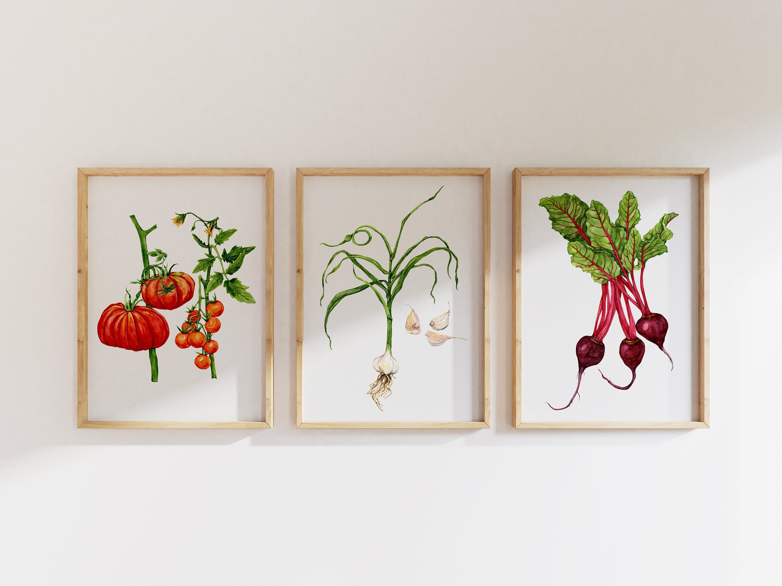 Vegetable Garden 3 Piece Wall Art. Set of Three Prints. Watercolor ...