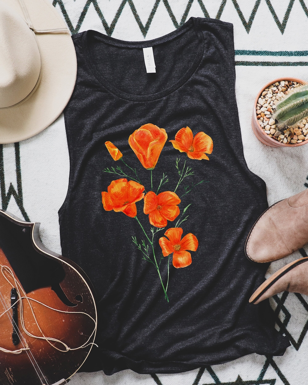 California Poppy Tank Top. Floral Graphic Tee. California Poppy ...