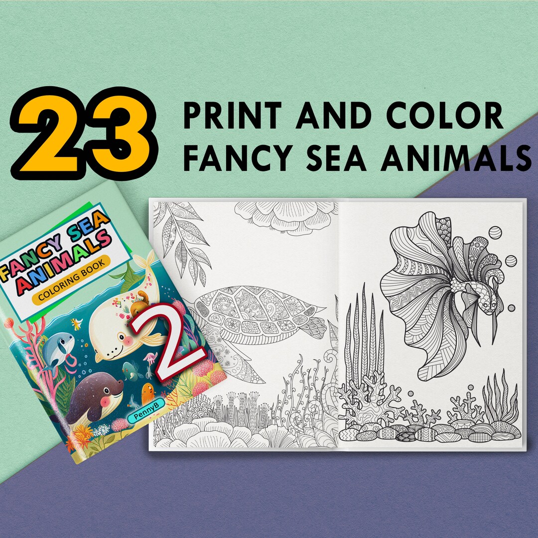 Coloring Book: 23 Coloring Pictures Sea Animals for Children and Adults ...