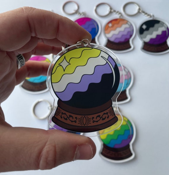 Non Binary Crystal Ball LGBT Pride Flag Keychain Keyring - Etsy