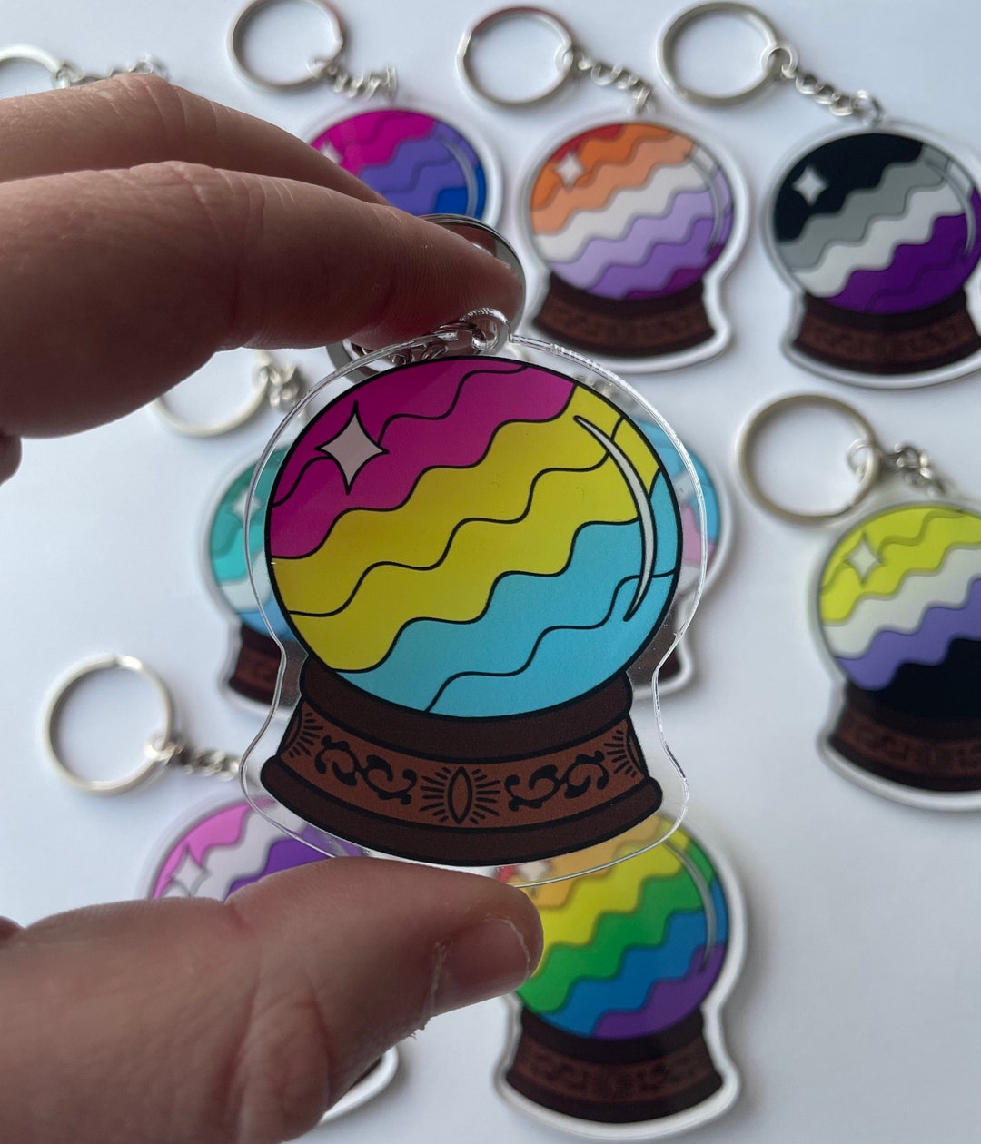 Pansexual Crystal Ball LGBT Pride Flag Keychain Keyring, LGBT, Lgbtqia ...