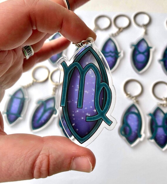Virgo Zodiac Keychain Double Sided Acrylic Keychain Keyring - Etsy
