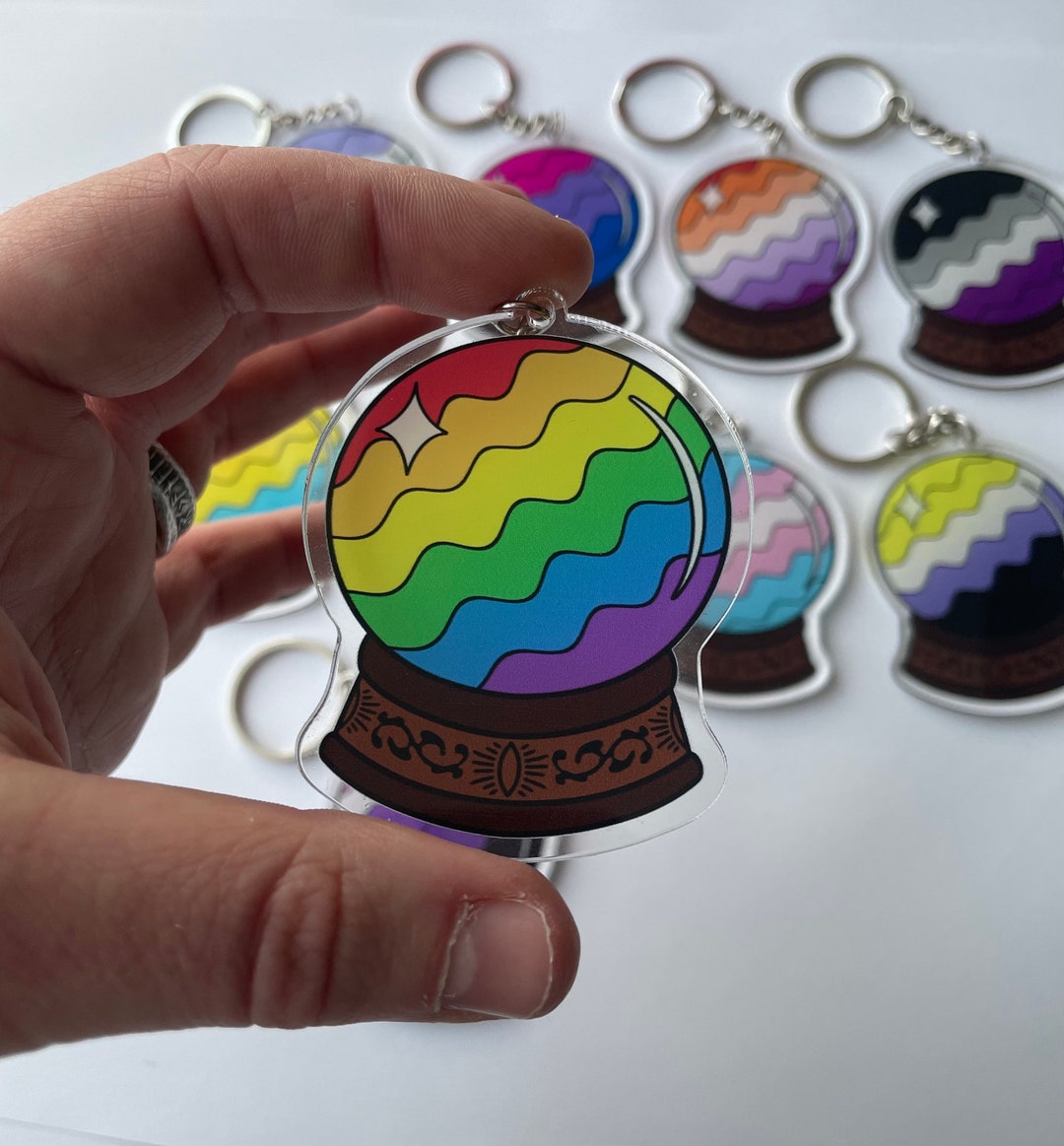 Rainbow Crystal Ball LGBT Pride Flag Keychain Keyring, LGBT, Lgbtqia ...
