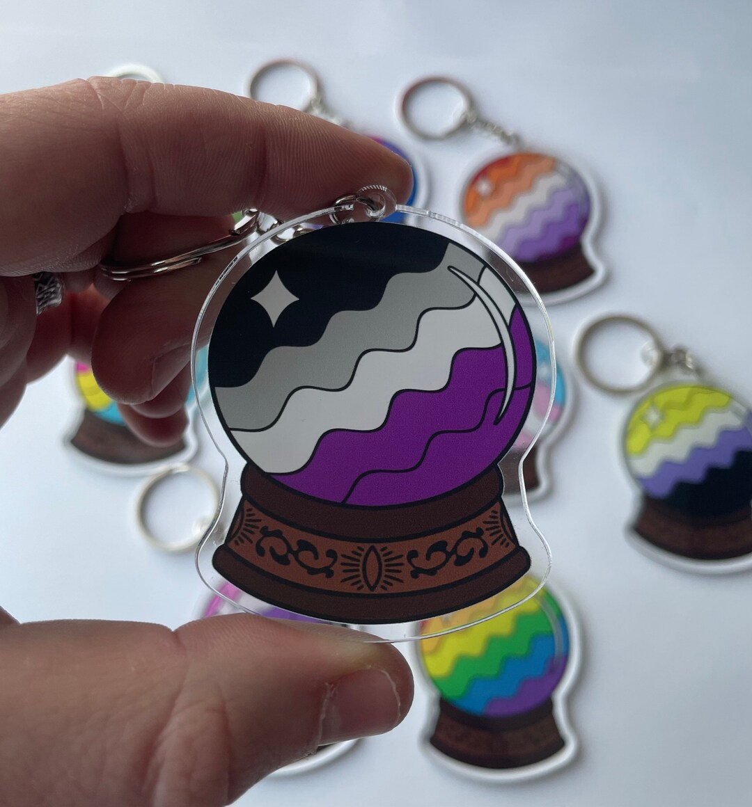 Asexual Crystal Ball LGBT Pride Flag Keychain Keyring, LGBT, Lgbtqia ...