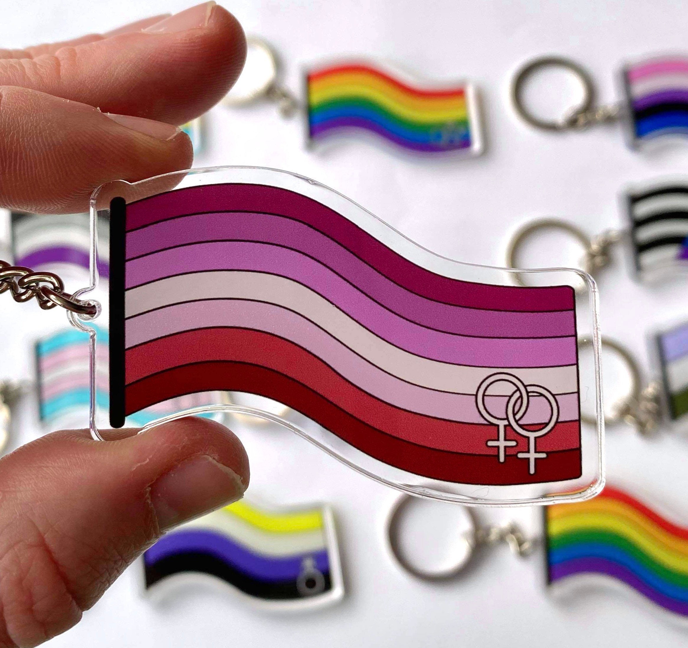 Lesbian Lgbt Pride Flag Keychain Lgbt Lgbtqia Lgbtq Etsy