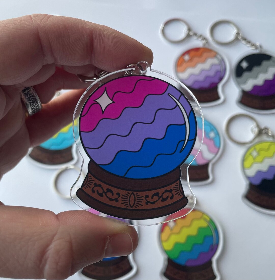 Bisexual Crystal Ball LGBT Pride Flag Keychain Keyring, LGBT, Lgbtqia ...