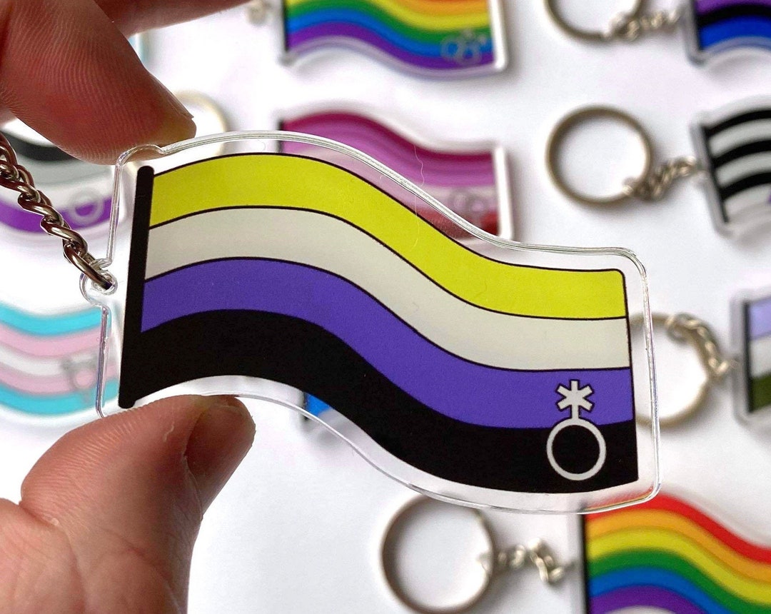 Non Binary LGBT Pride Flag Keychain, LGBT, Lgbtqia, Lgbtq, Transgender ...
