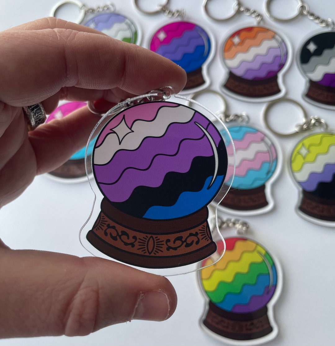 Genderfluid Crystal Ball LGBT Pride Flag Keychain Keyring, LGBT ...