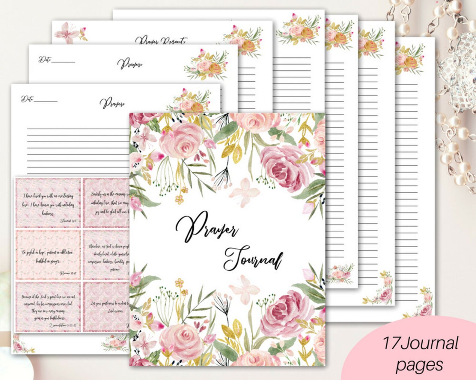 Prayer Journal/ Printable Bible Journaling Kit/ Devotional Journal ...