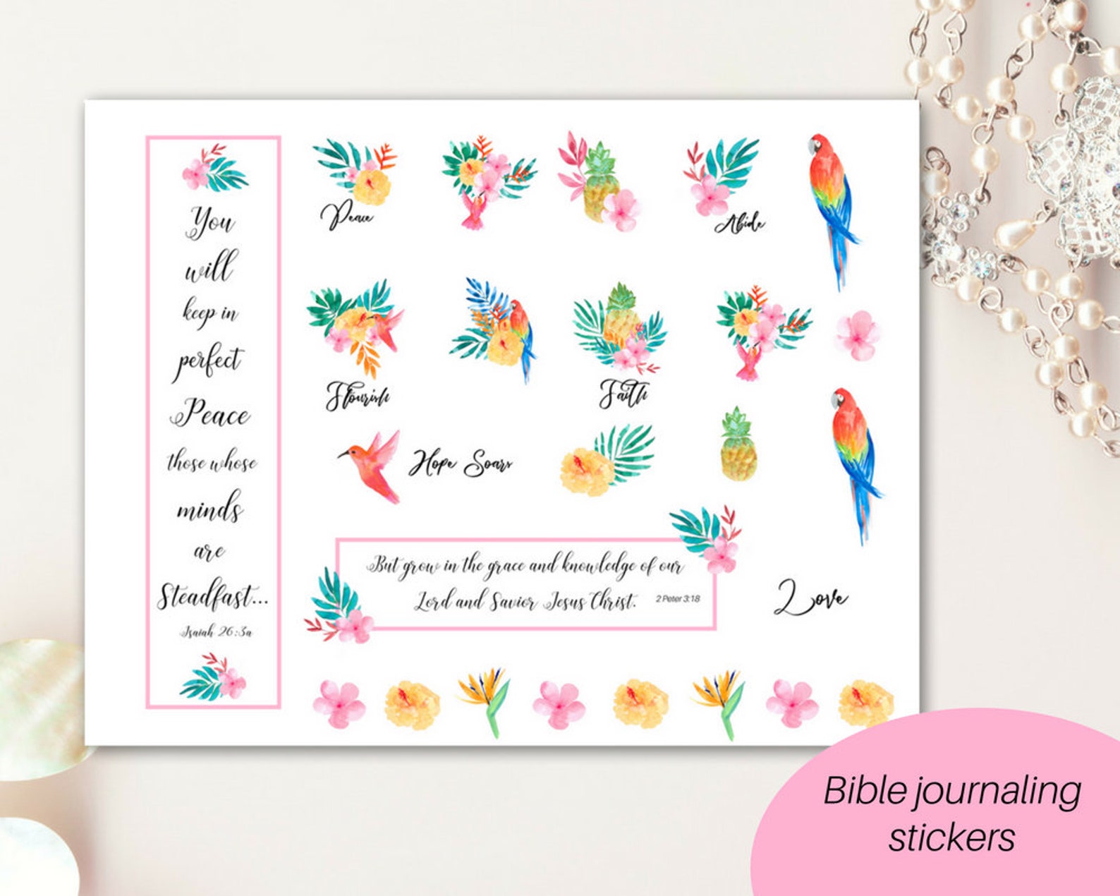 Bible Journaling Printable/ Tropical Bible Journaling Printable/ Bible ...