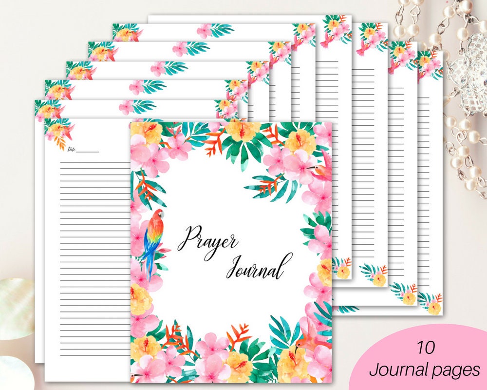 Prayer Journal/ Printable Prayer Journal/ Tropical Prayer Journal ...