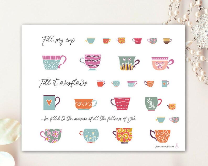 Cute Tea Cups Bible Journaling Printable/ Bible Stickers/ Bible ...