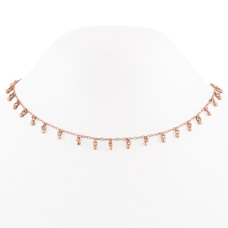 Cascabel Boho Rose Gold Bell Drop Charm Choker Necklace | Etsy