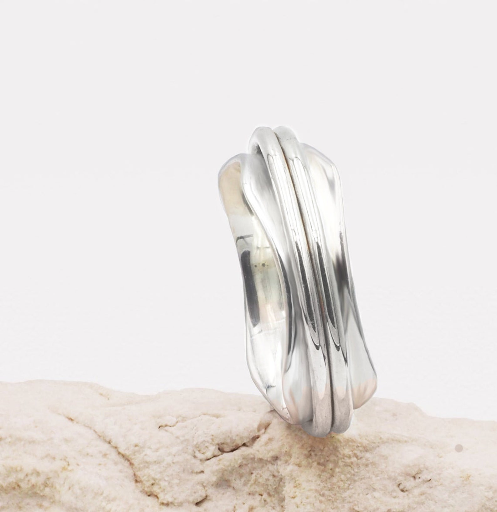925 Sterling Silver Spinning Ring Narrow High Shine Chunky - Etsy