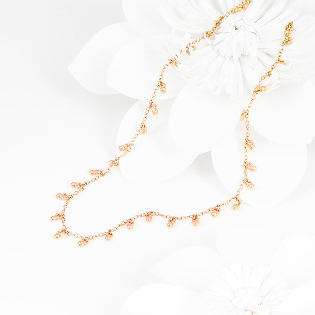 Cascabel Boho Rose Gold Bell Drop Charm Choker Necklace Dangling Charms ...