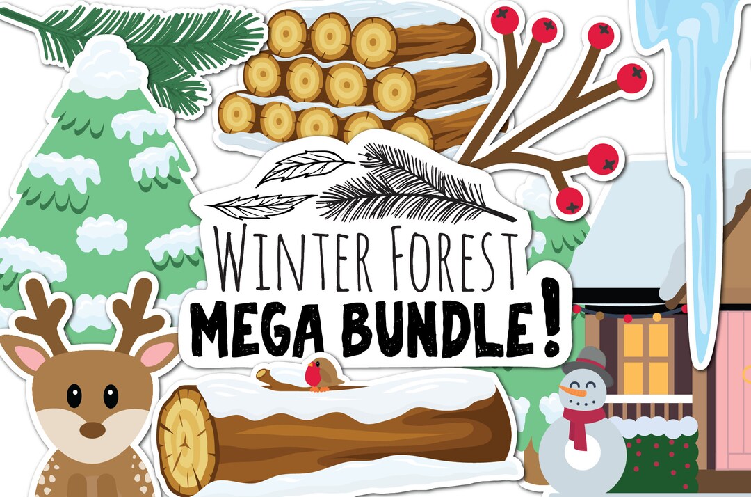 Winter Forest MEGA Bundle Static Cling Vinyl Hamsters Gerbils Reptiles ...
