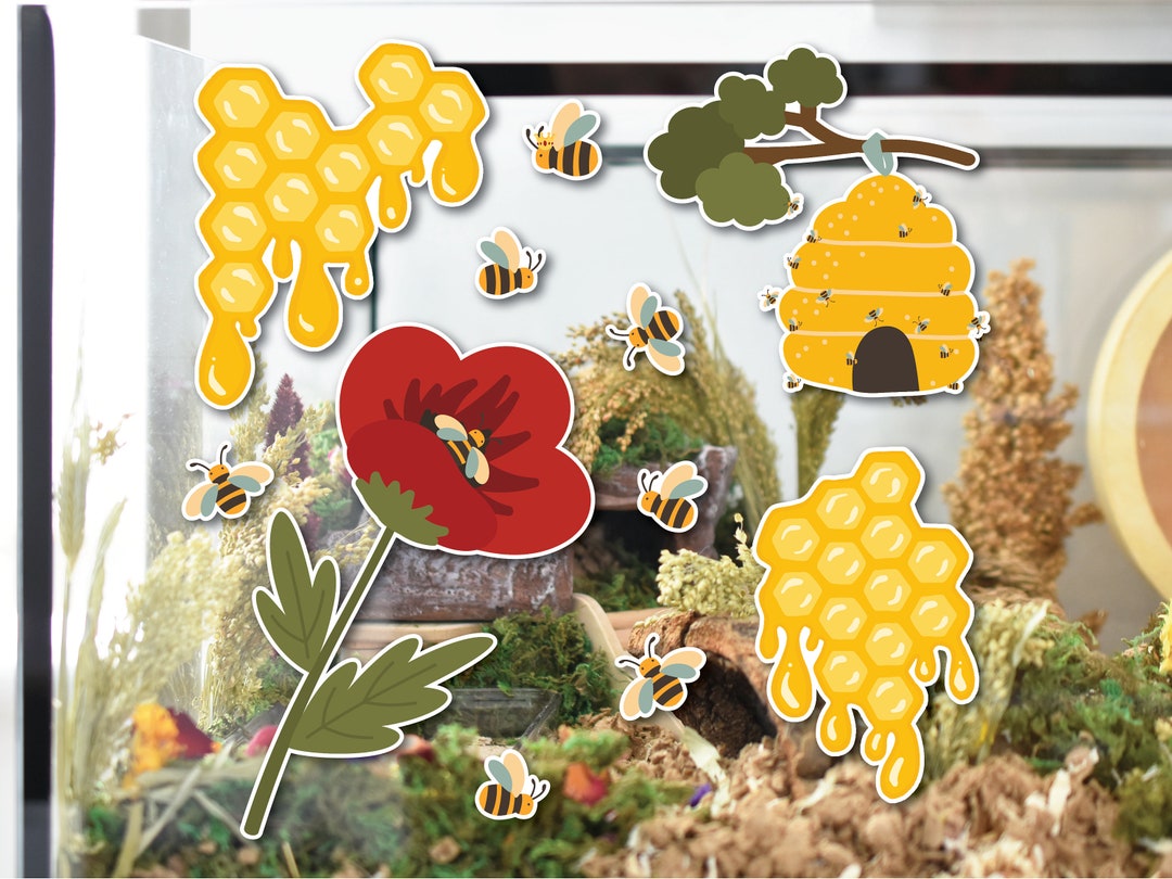 Bee Themed Cage Stickers - Static Cling Vinyl - Honey and Hive ...