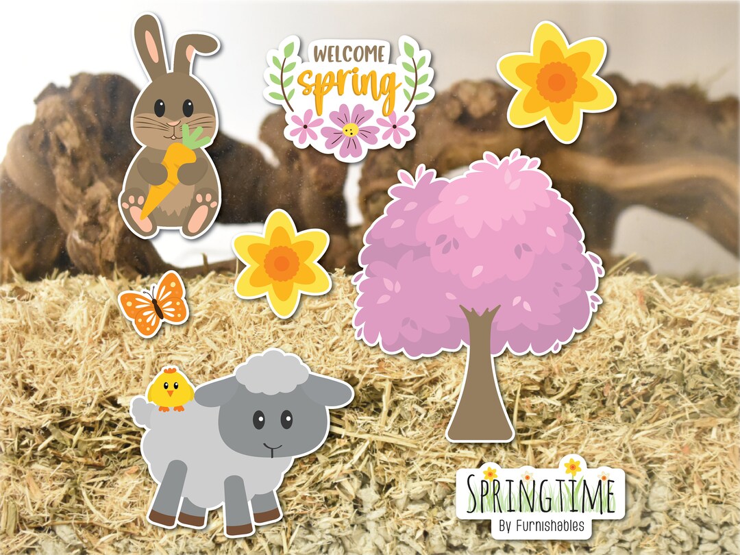 Spring Static Cling Stickers: Easter Cage Decor for Small Pets - Etsy