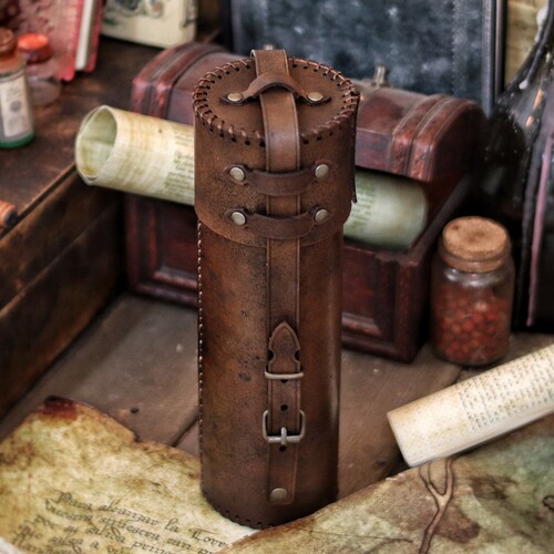 Leather Scroll Case for LARP Document Tube for Cosplay - Etsy