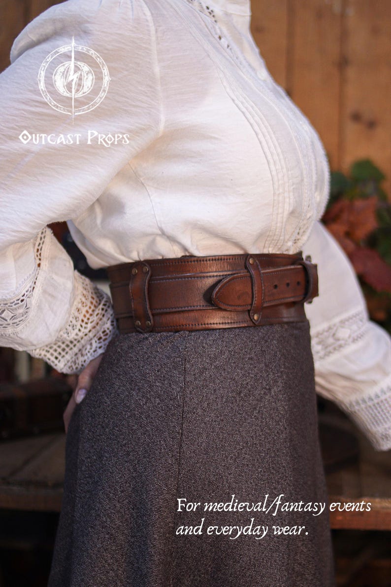 Medieval Belt Renaissance Fair Belt for LARP Wide Leather Belt Sword ...