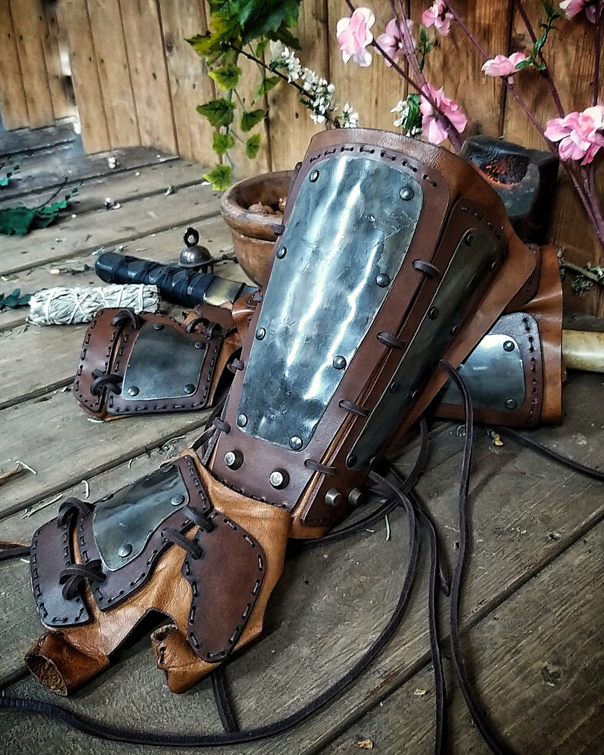 Samurai armor iron bracers Samurai cosplay armoured leather | Etsy