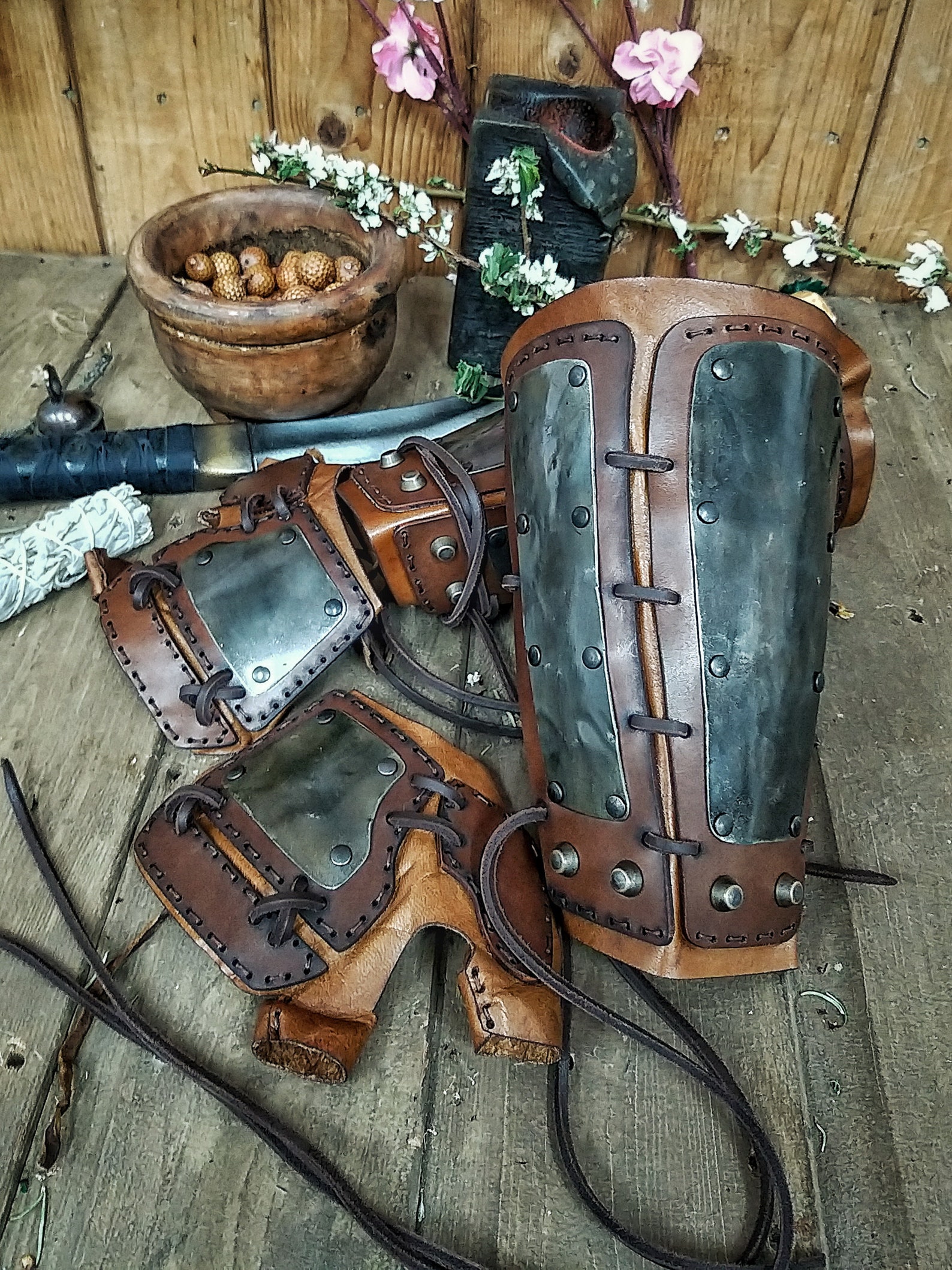 Samurai Armor Iron Bracers Samurai Cosplay Armoured Leather - Etsy UK