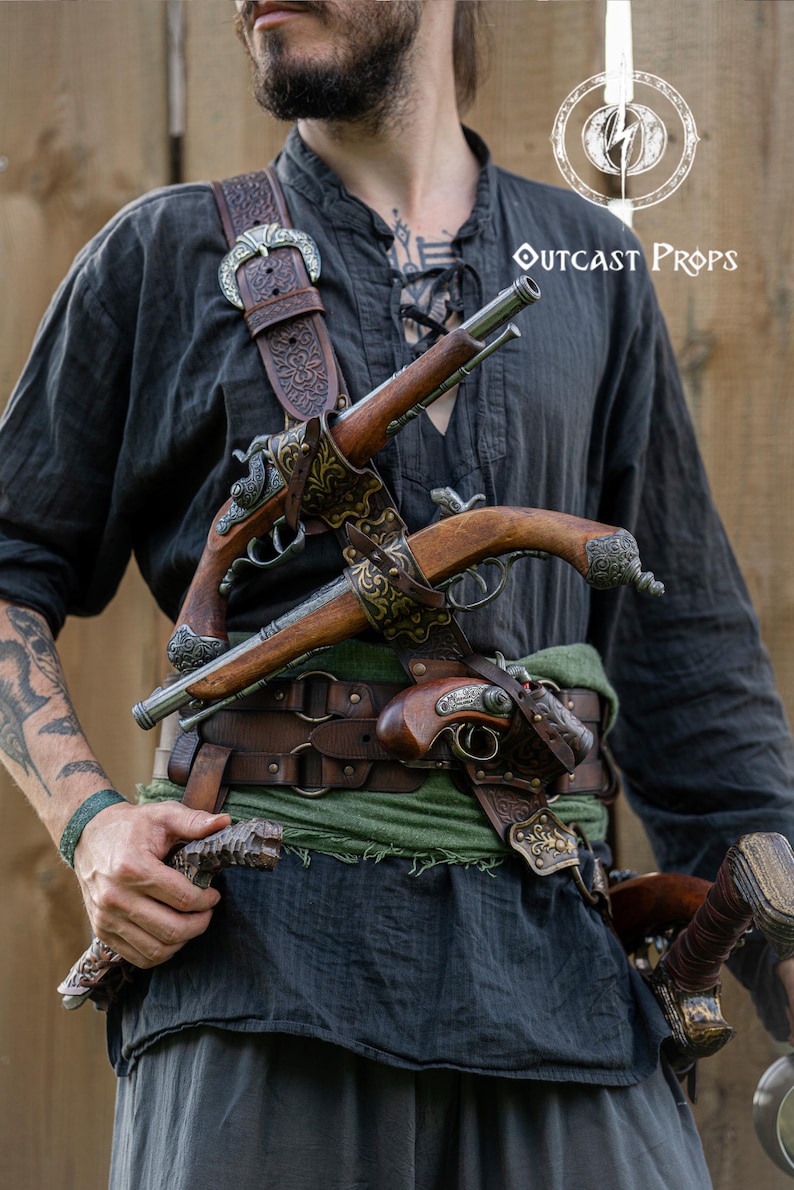 Pirate Baldric Flintlock Holster Pirate Costume Bandolier Gun Belt ...