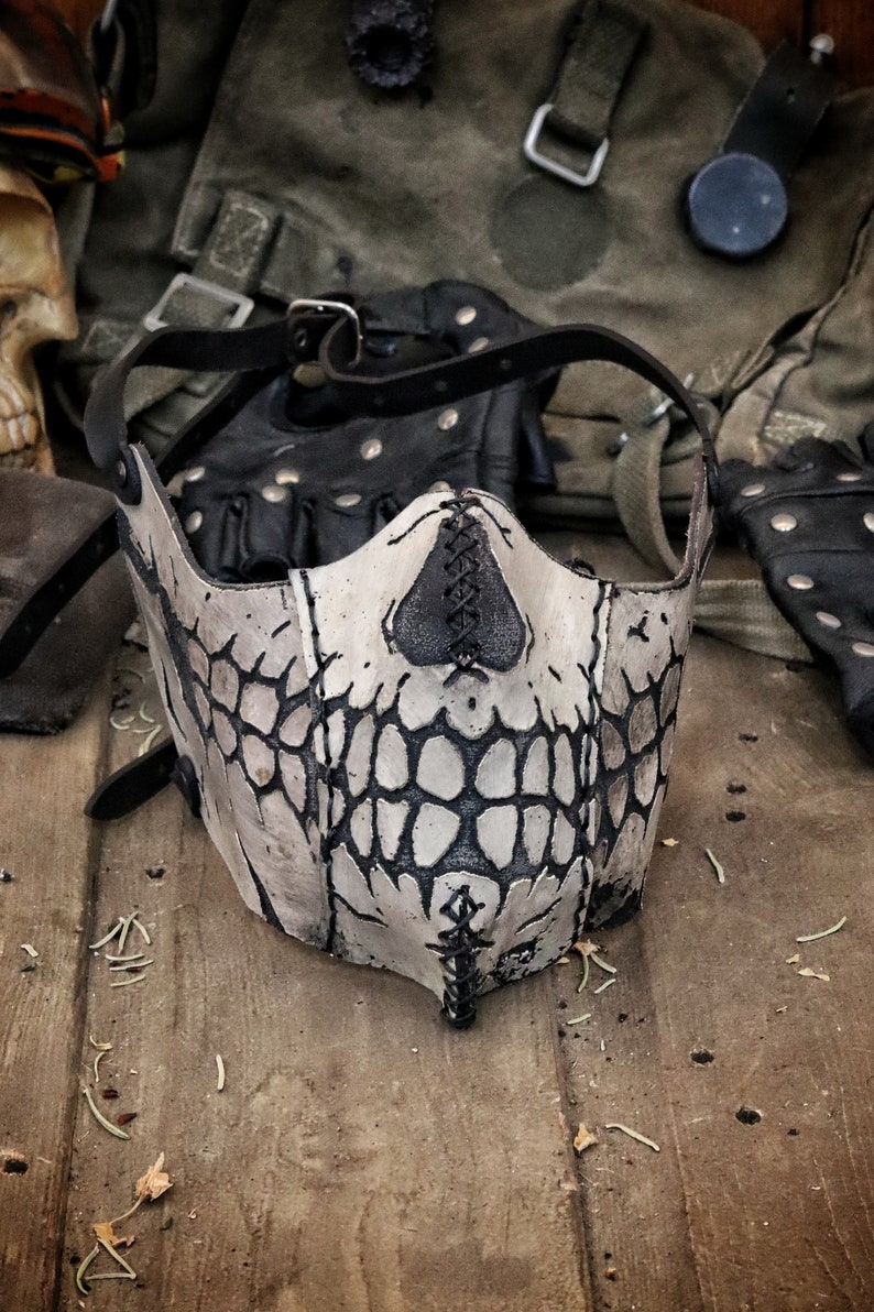 Leather Skull Face Mask for Halloween or Bikers Can Be Used - Etsy