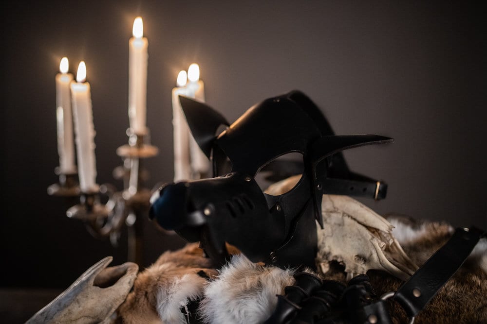 Mask wolf leather costume halloween masquerade black animal | Etsy
