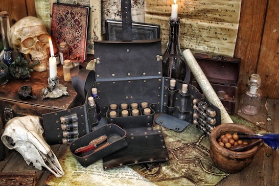 Alchemist Leather Larp Bag Potion Set for Steampunk Alchemist - Etsy