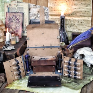Alchemist Leather Larp Bag Potion Set for Steampunk, Alchemist Costume ...
