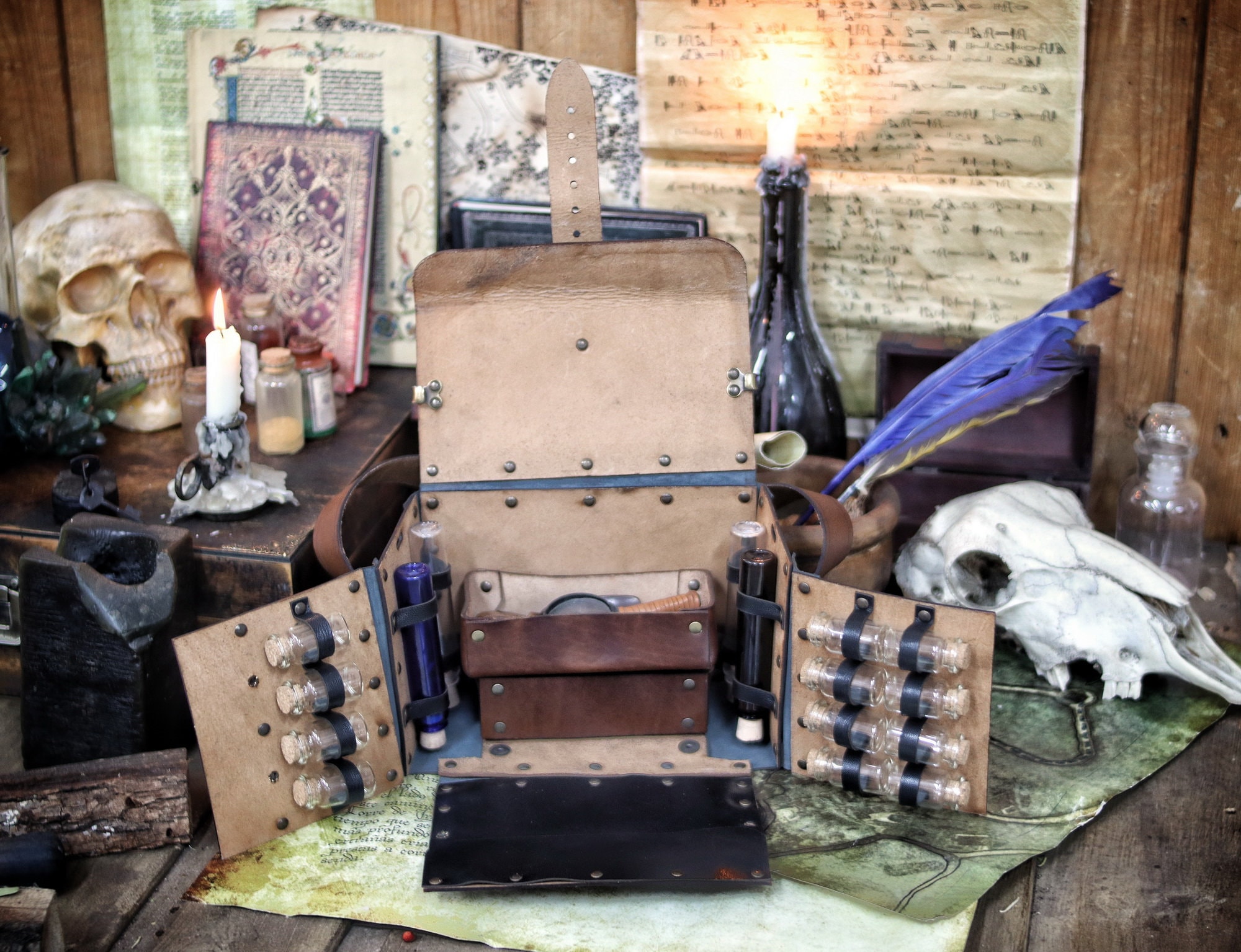 Alchemist Leather Larp Bag Potion Set for Steampunk Alchemist | Etsy Canada