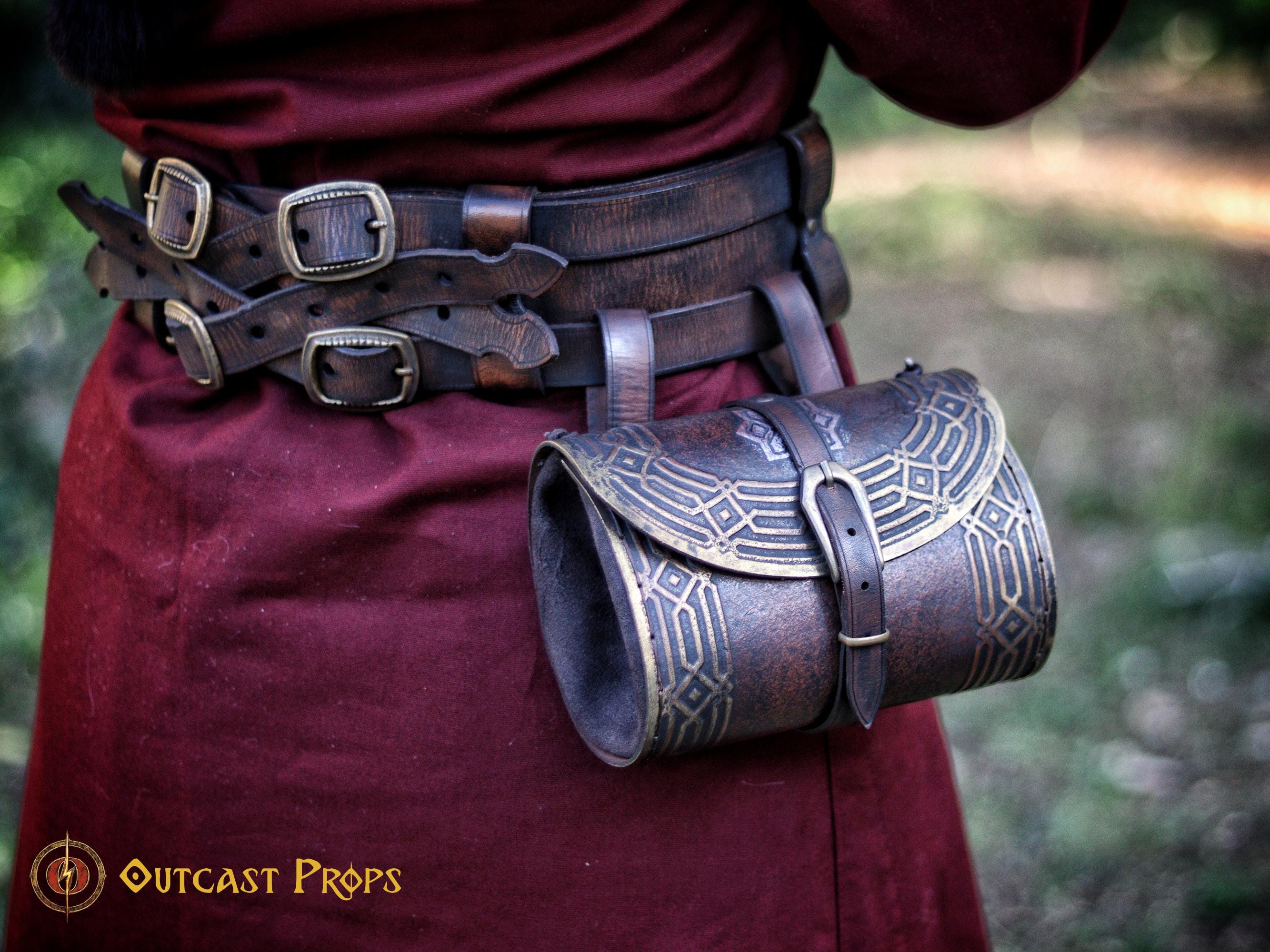 Kazgar Dwarven Hip Bag Medieval Leather Pouch Embossed and Weathered in ...