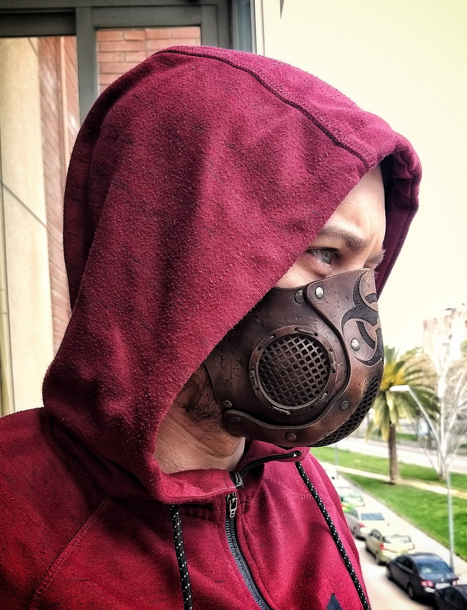 Biohazard Leather Face Mask: Post Apocalyptic, Filter Pocket - Etsy