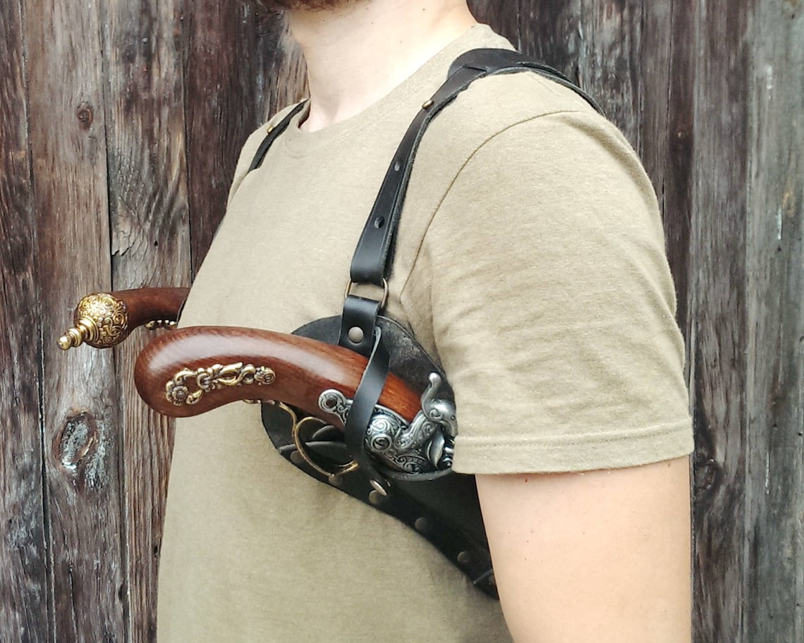 Leather Shoulder Holster for Two Guns. Shoulder Harness for - Etsy