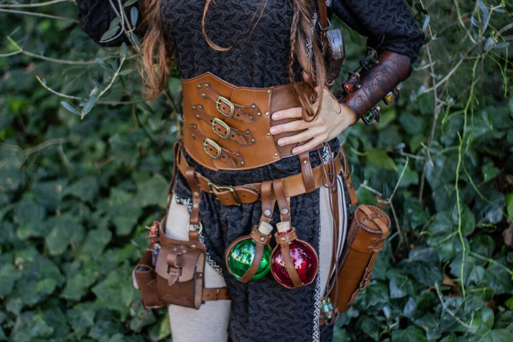 Red Potion Bottle With Leather Holder Potion. Flask DRINKING | Etsy